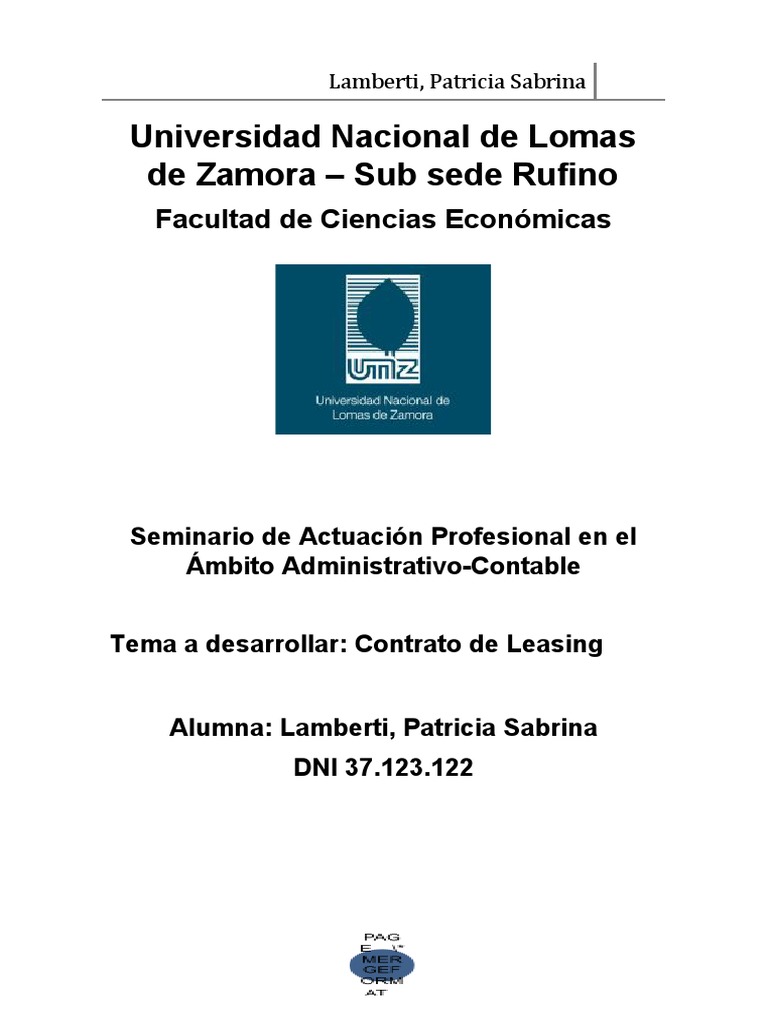 TP Leasing | PDF | Arrendamiento | Amortización (Negocio)