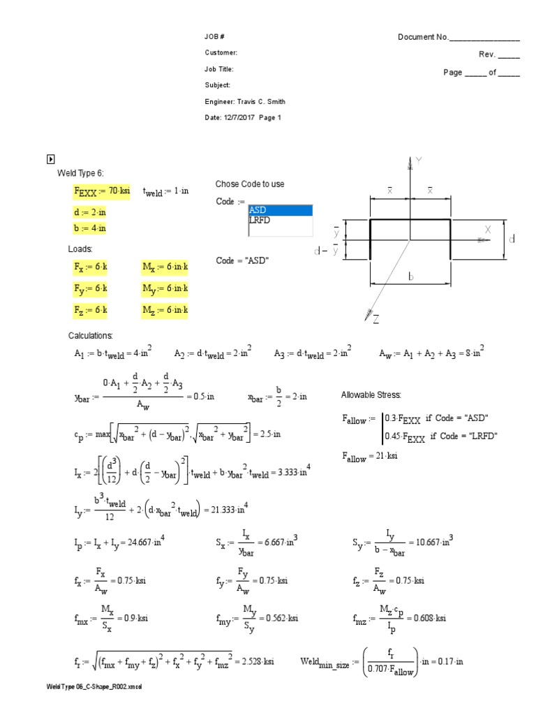Weld Design Calculations for C-Shape | PDF