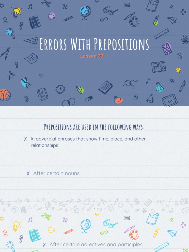 Errors With Prepositions | PDF
