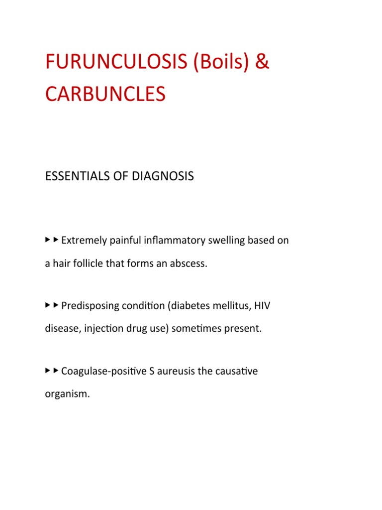 Furunculosis (Boils) & Carbuncles: Essentials of Diagnosis | PDF ...
