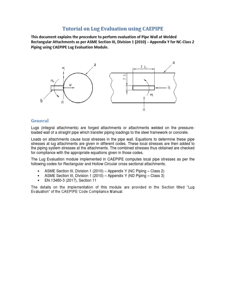 Tutorial On Lug Evaluation Using CAEPIPE: General | PDF | Pipe (Fluid Conveyance) | Stress ...
