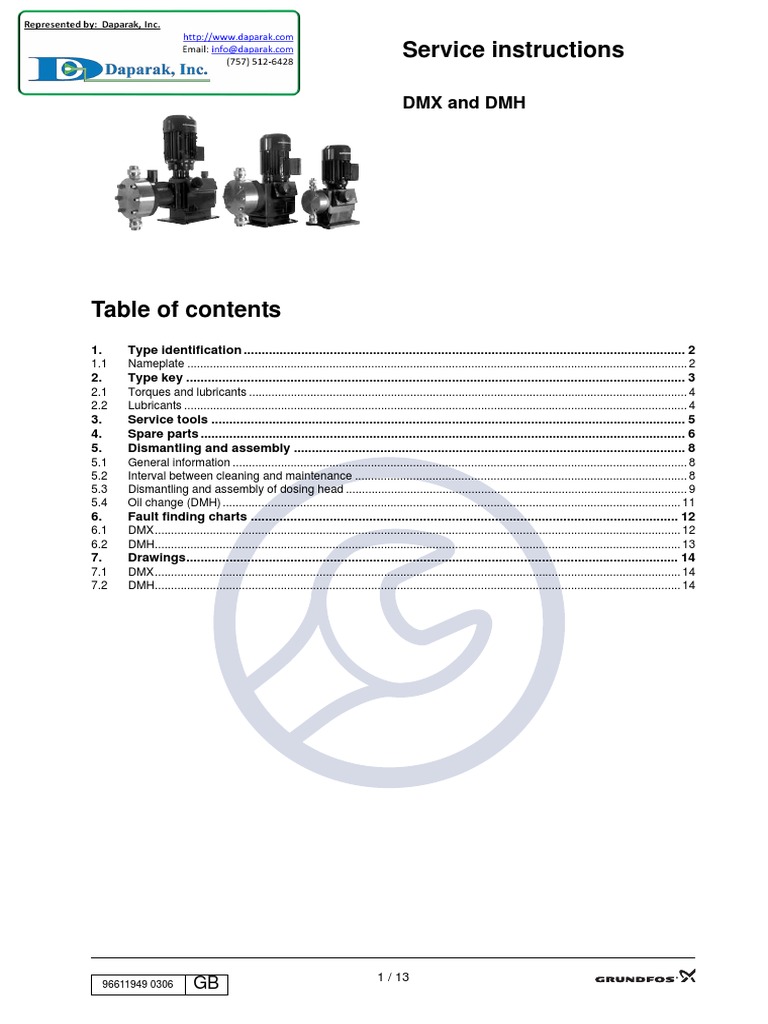 DMX DMH Service Instructions PDF | PDF | Pump | Valve