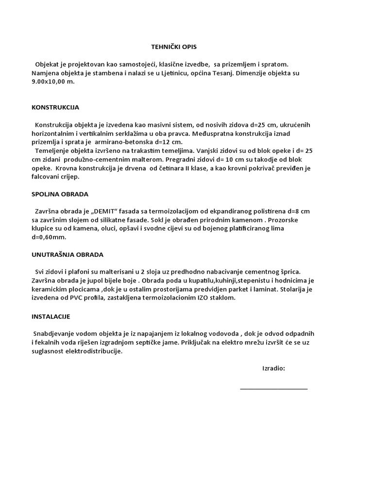 Tehnicki Opis | PDF