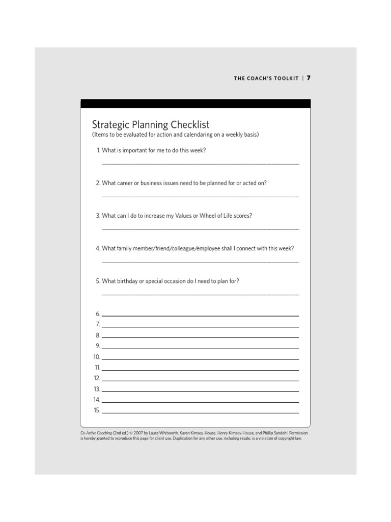 07 Strategic Planning Checklist | PDF | Career & Growth