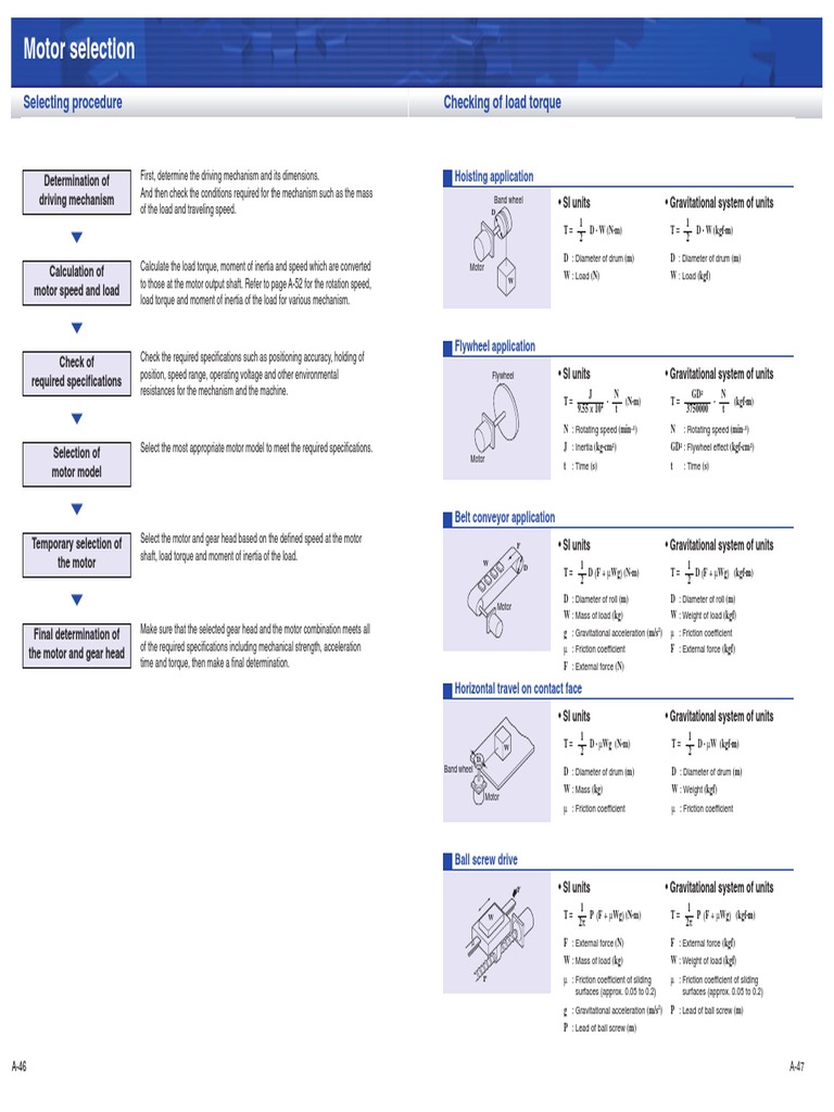 Panasonic Motor Selection Guide | PDF | Electric Motor | Force