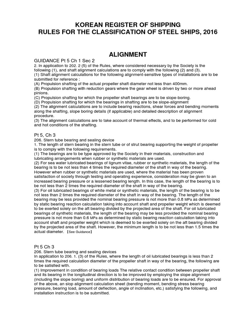 Korean Register of Shipping Rules For The Classification of Steel Ships ...
