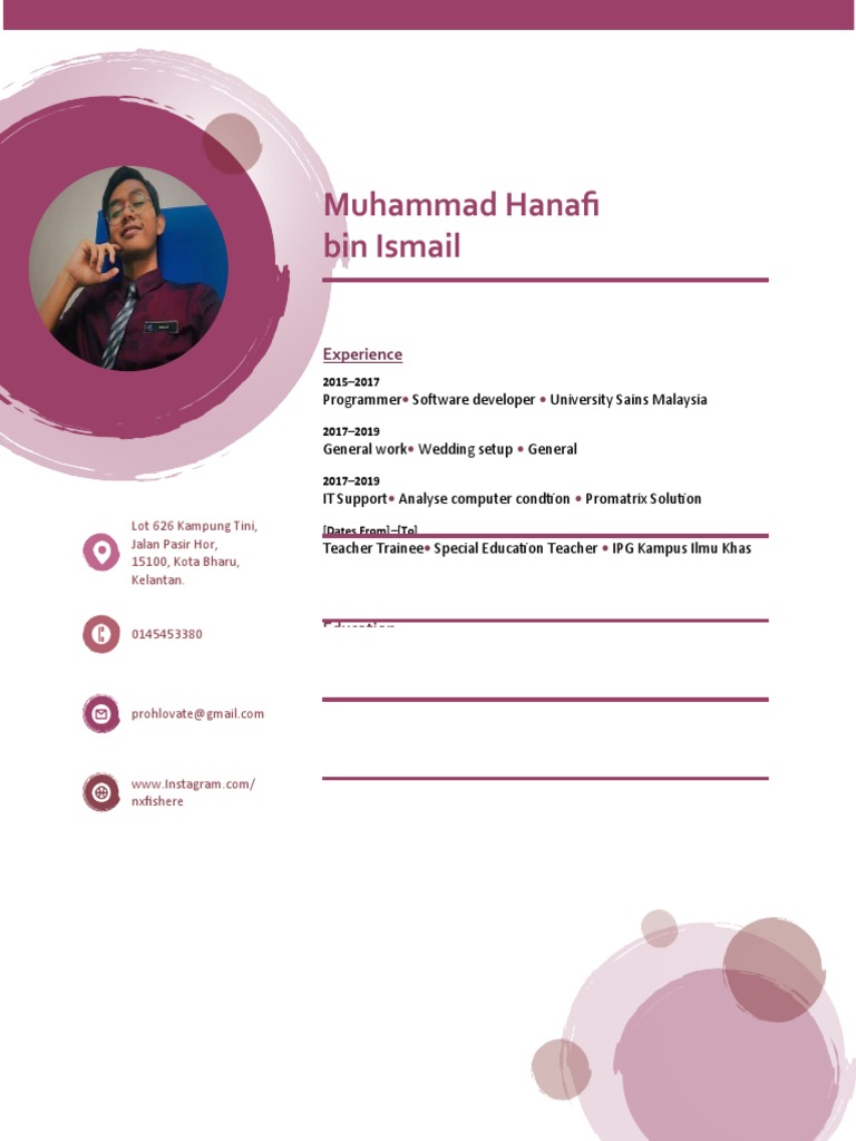 Muhammad Hanafi Bin Ismail: Experience | PDF