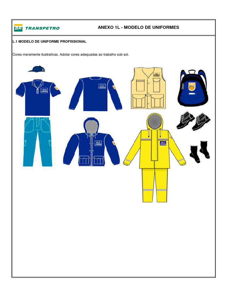Modelo uniforme profissional anexo 1L | PDF