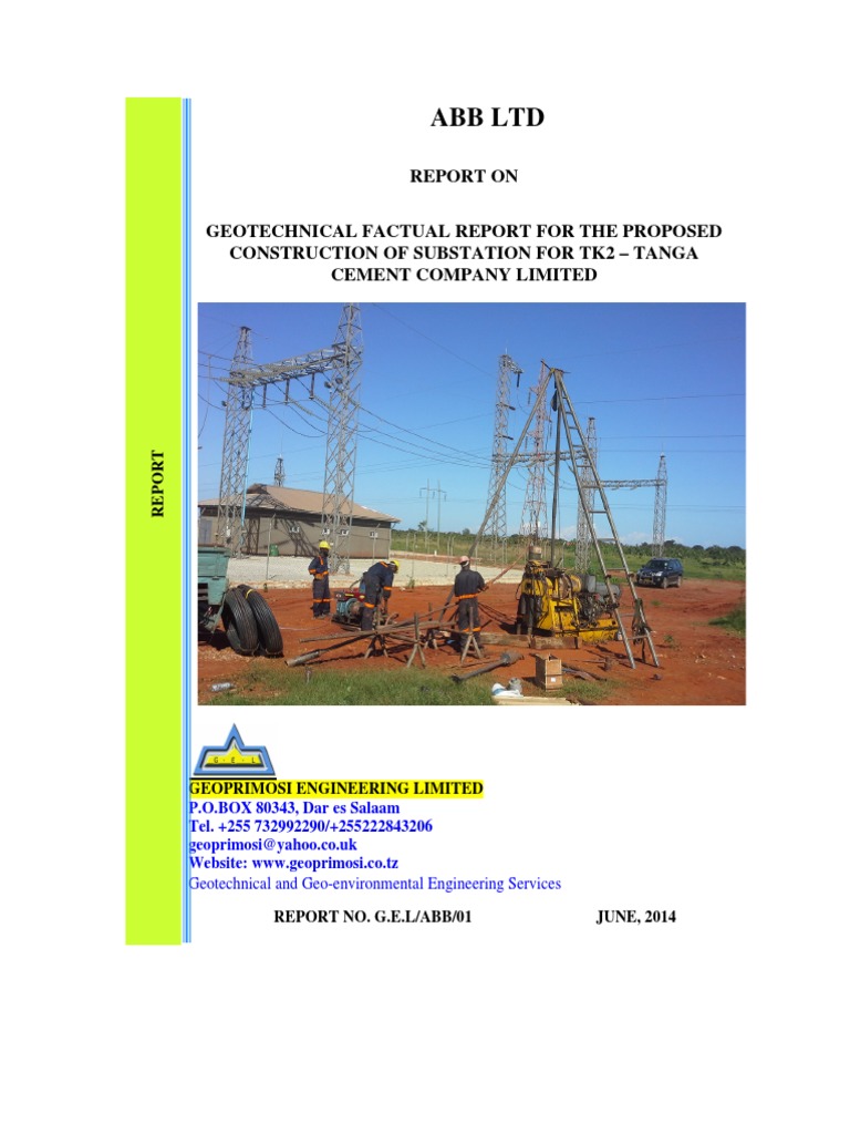 Geotechnical Technical Report - Abb LTD Tanga Cement PDF | PDF ...