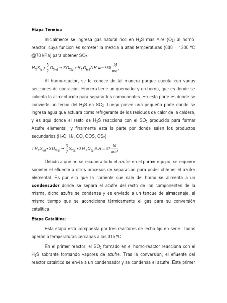Super Claus Process | PDF | Catálisis | Dióxido de azufre