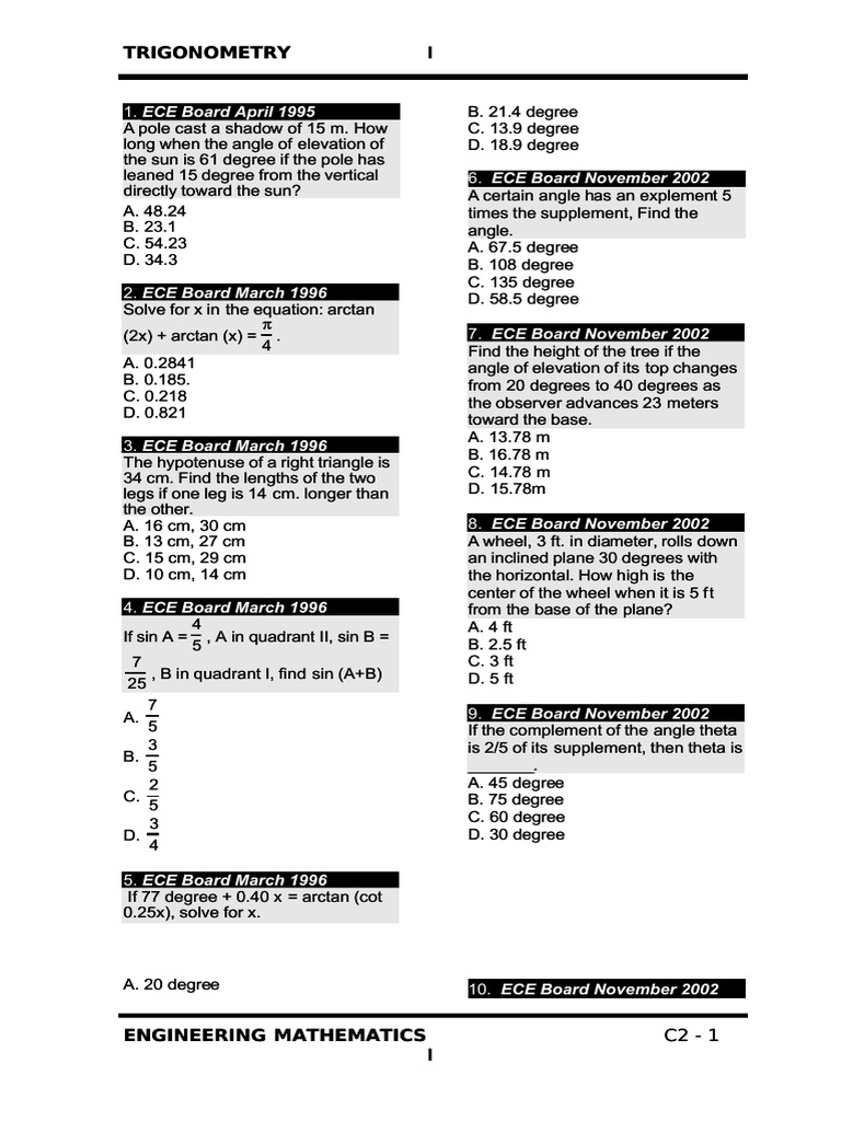 Trigonometry Questions Pdf Sphere Triangle