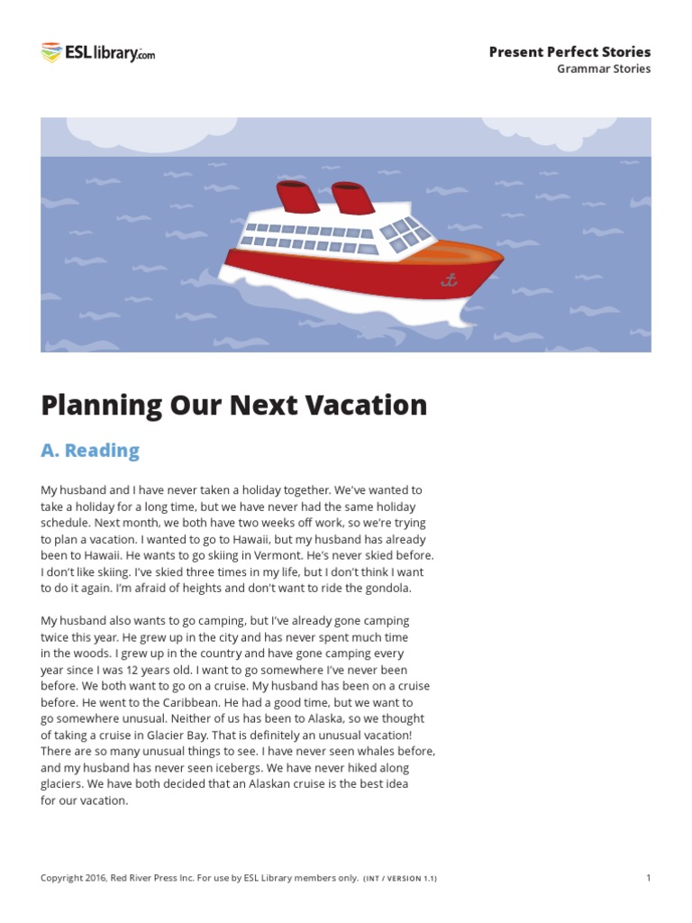 Planning Our Next Vacation: A. Reading | PDF