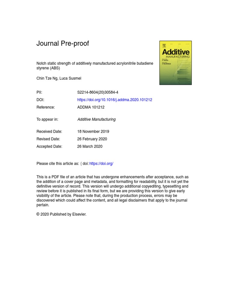 Journal Pre-Proof: Additive Manufacturing | PDF | Fracture | Fracture ...
