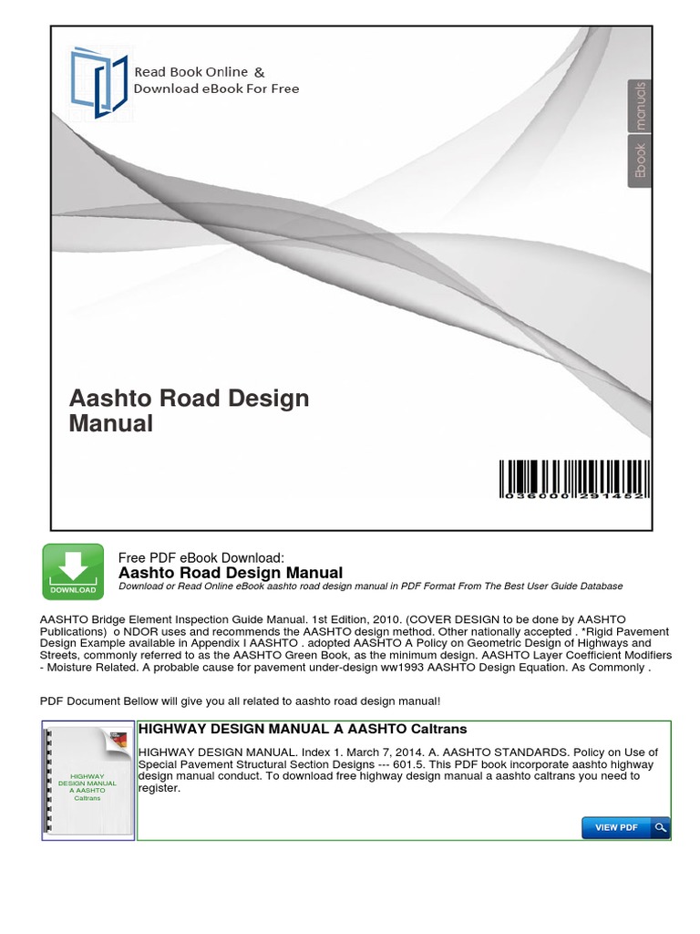 AASHTO Road Design Manual PDF Download | PDF | Road Surface | Road