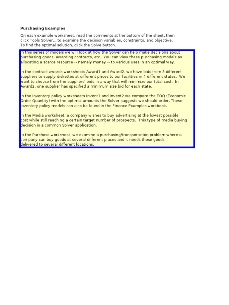 Purchasing Examples | Download Free PDF | Floppy Disk | Inventory