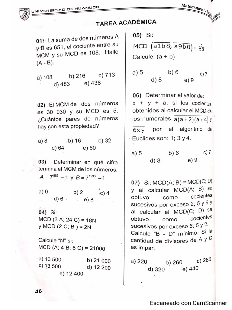 Ejercicios de MCD y MCM, Divisibilidad | PDF