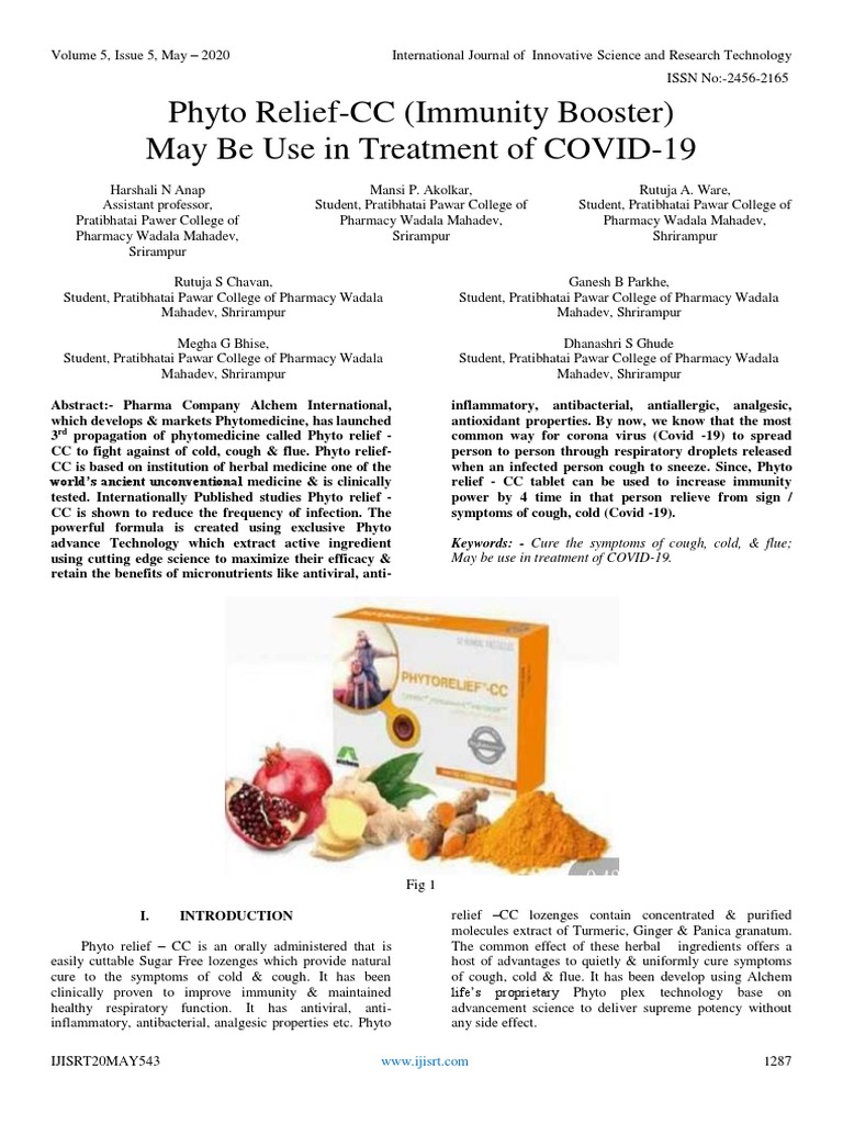 Phyto Relief-CC (Immunity Booster) May Be Use in Treatment of COVID-19 ...