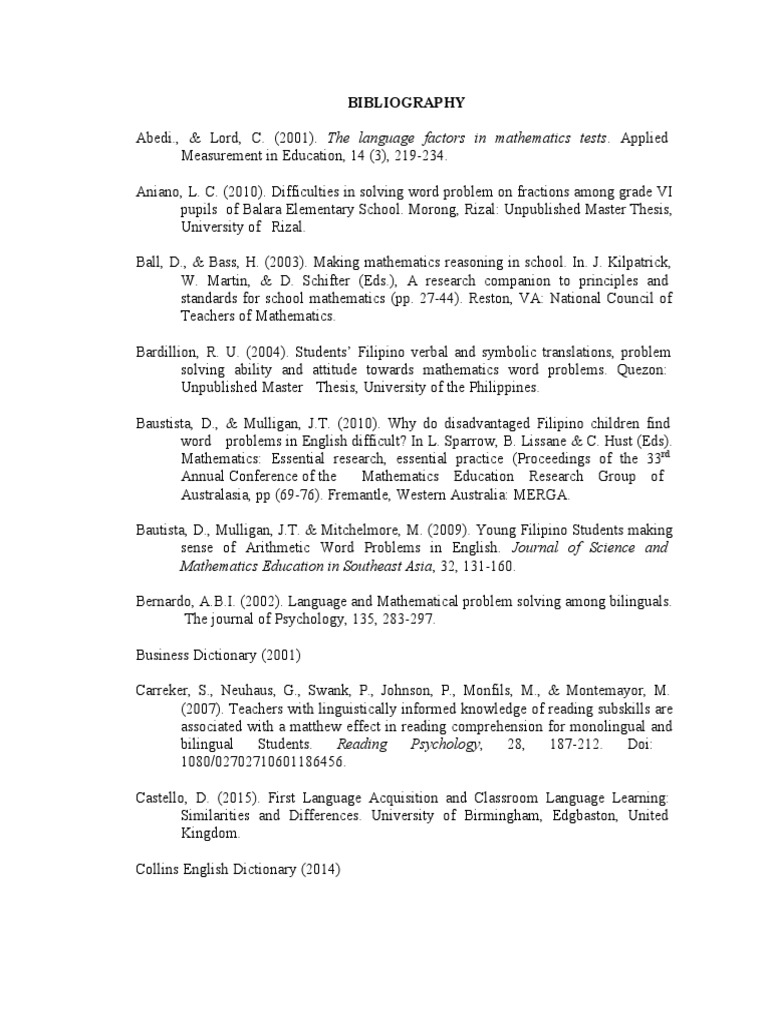 Bibliography: Mathematics Education in Southeast Asia, 32, 131-160 ...