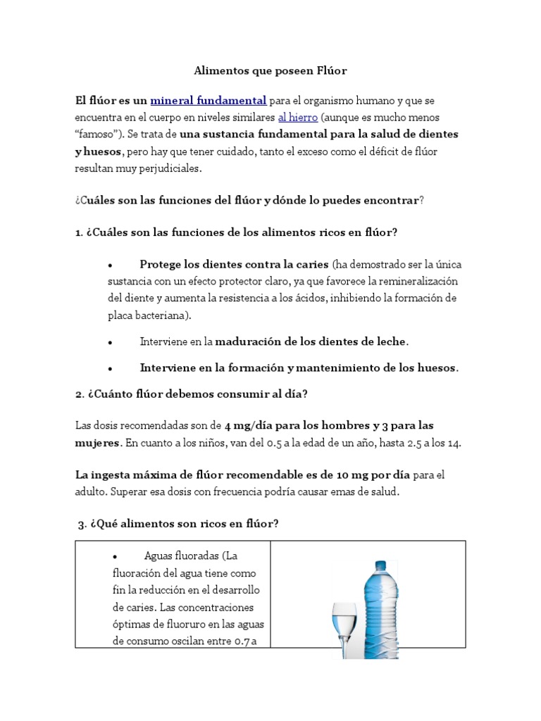 Alimentos Con Flúor - Odt | PDF | Flúor | Fluoruro