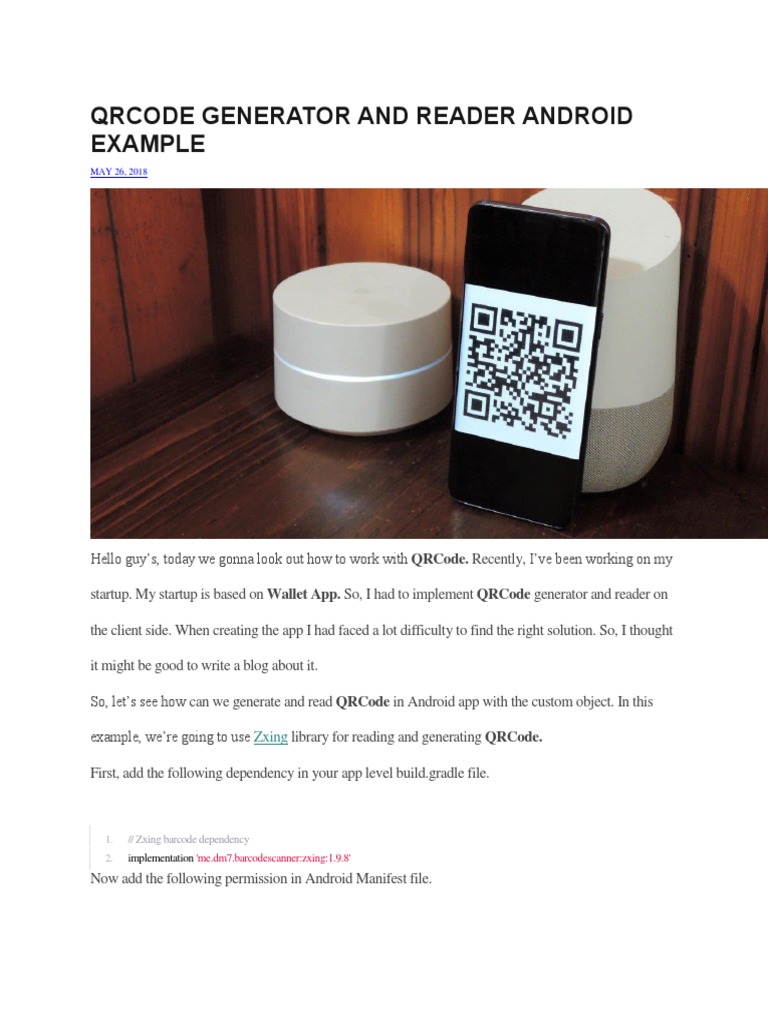 Qrcode Generator and Reader Android Example: Zxing | PDF | Qr Code ...
