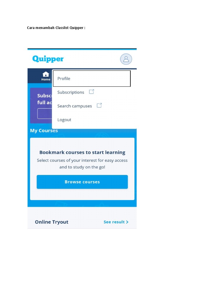 Cara Menambah Classlist Quipper | PDF