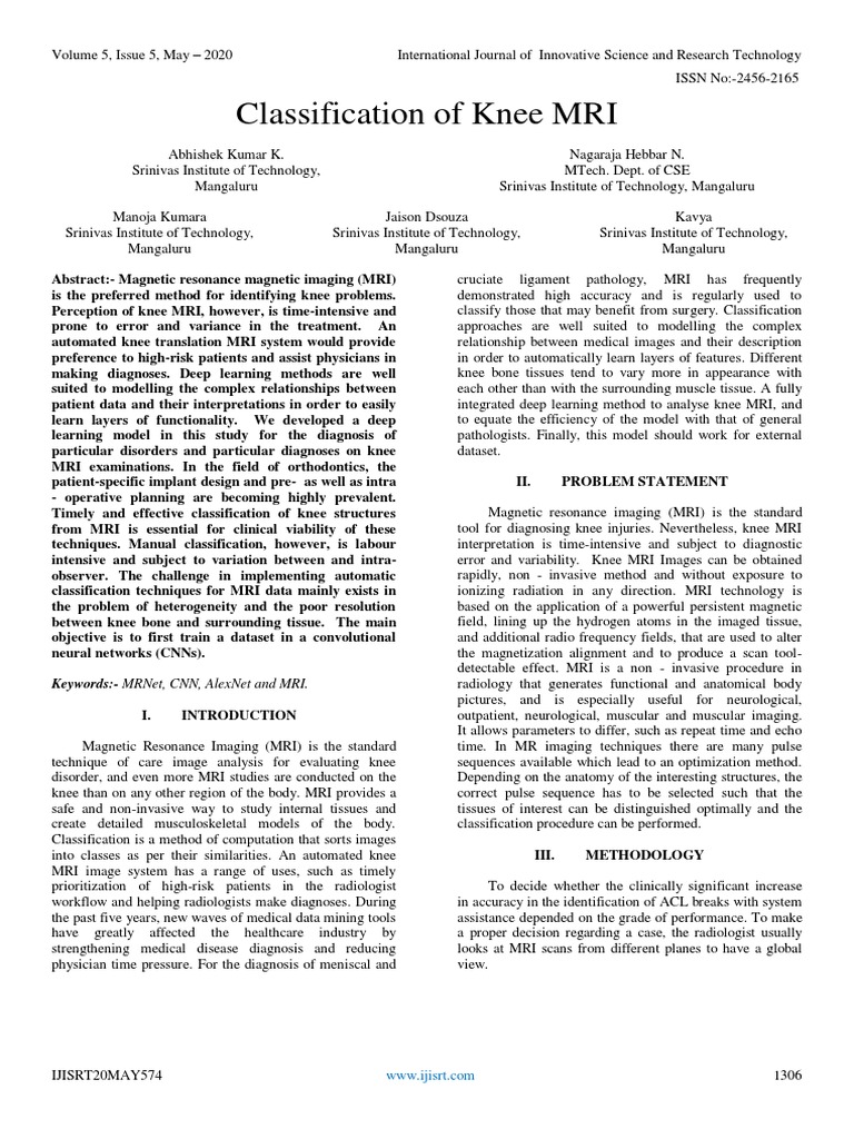Classification of Knee MRI | PDF