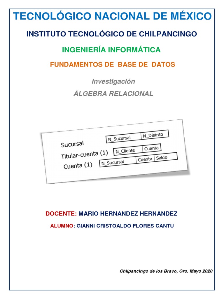 Algebra Relacional | PDF | SQL | Base de datos relacional