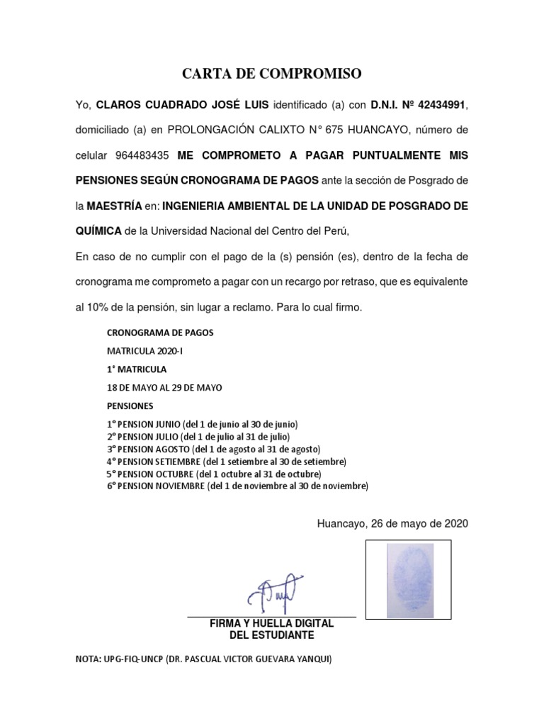 Carta de Compromiso | PDF