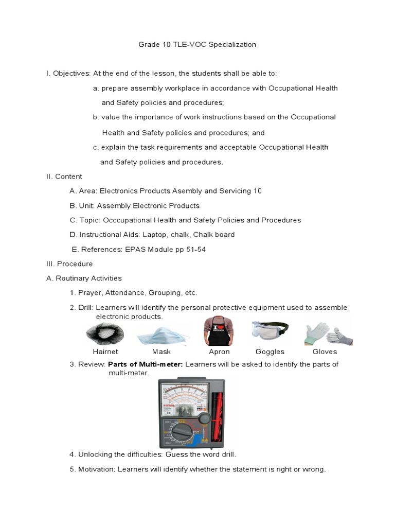 Grade 10 TLE | PDF | Personal Protective Equipment | Occupational ...