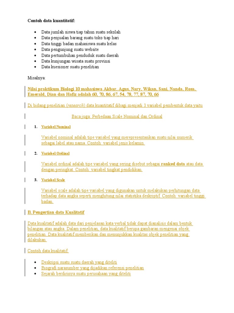 Contoh Data Kuantitatif | PDF | Sains & Matematika