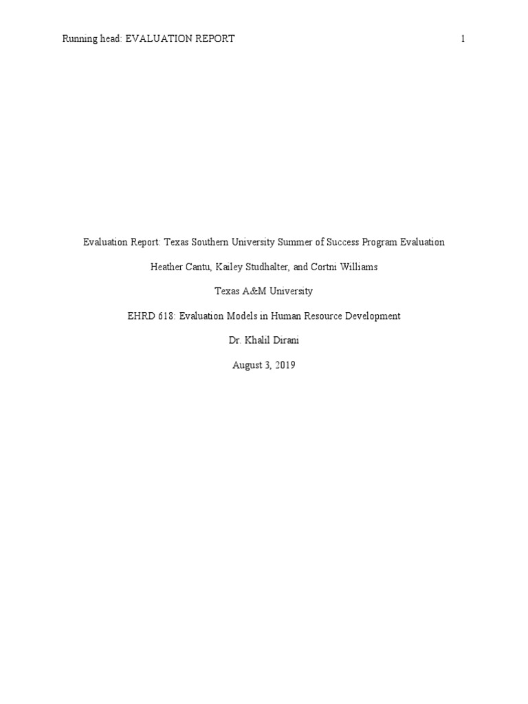 EHRD 618-700 - Group 1 - Final Report - Cantu, Studhalter, and Williams | PDF | Survey ...