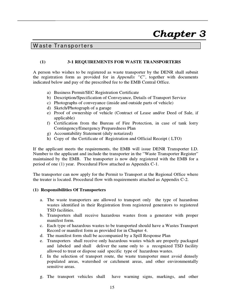 3-1 Requirements For Waste Transporters | Download Free PDF | Hazardous ...