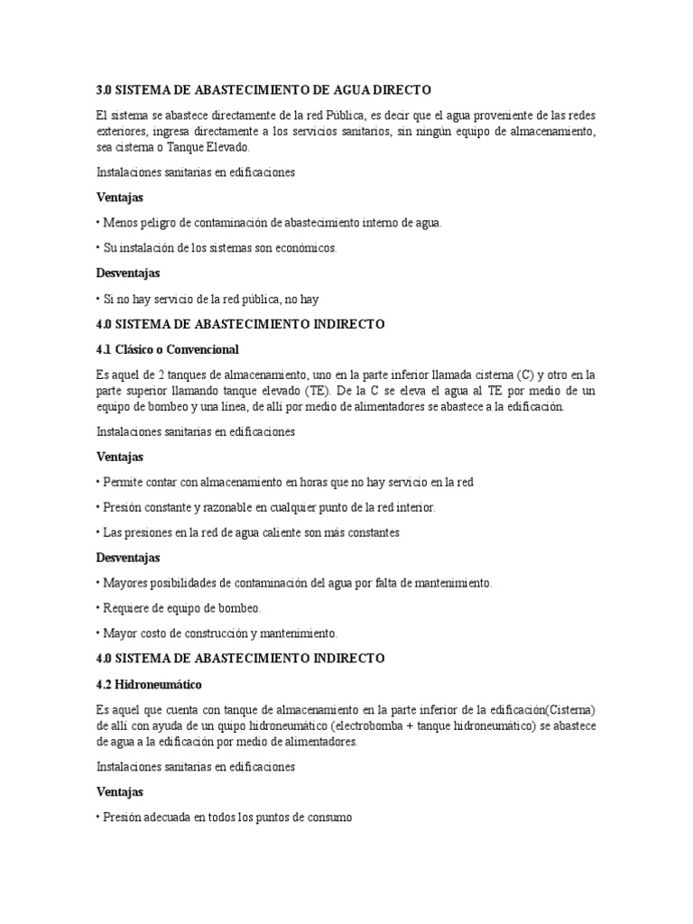 Instalaciones Sanitarias N.I010 | PDF | Tanques | Bomba