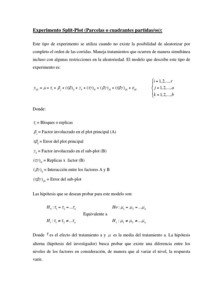 Split Plot | PDF | Análisis de variación | Teoría estadística