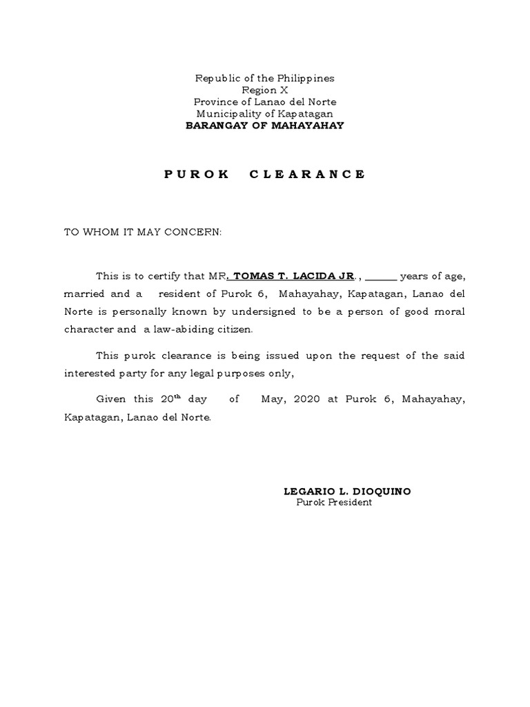 Purok Clearance | PDF