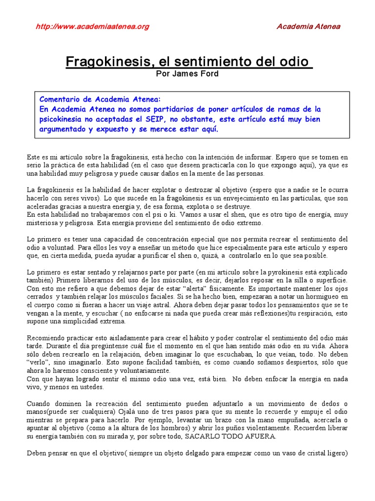 La Fragokinesis PDF | PDF | Meditación | Mente