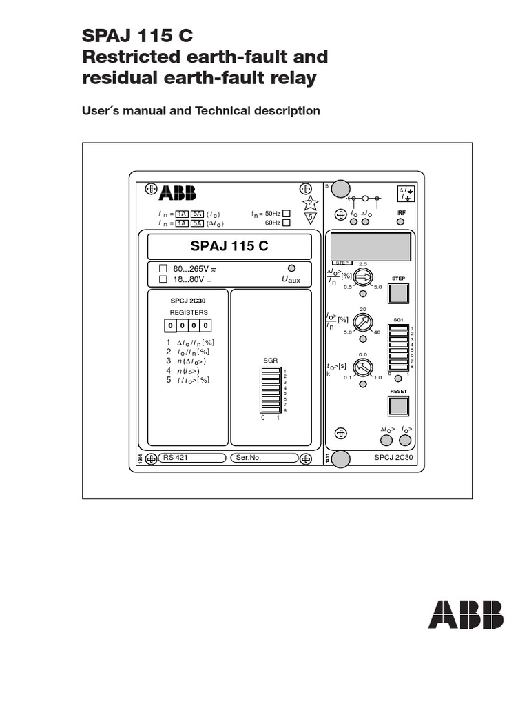 Spaj 115 C Restricted Earth-Fault and Residual Earth-Fault Relay | PDF ...