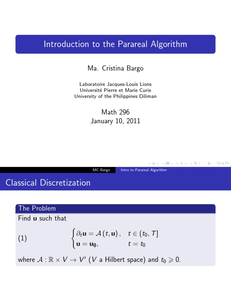 Introduction To The Parareal Algorithm | PDF | Algorithms | Calculus