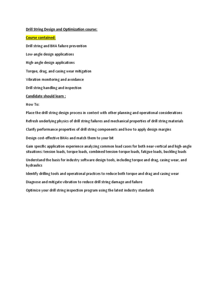 Drill String Design and Optimization. Drill Bit and Hydrolics | PDF