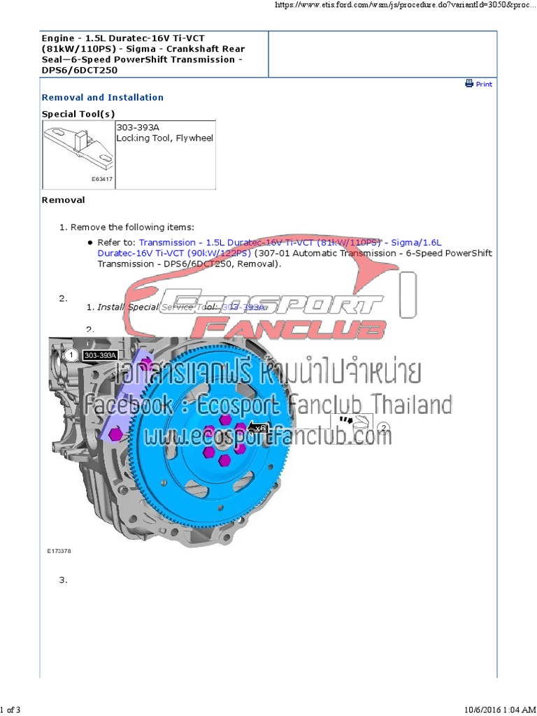 Crankshaft Rear Seal-6-Speed PowerShift Transmission - DPS6-6DCT250 PDF ...