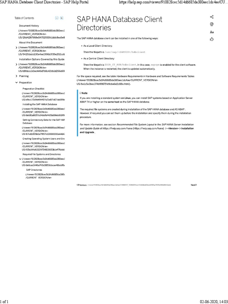SAP HANA Database Client Paths Guide | PDF | Technology & Engineering
