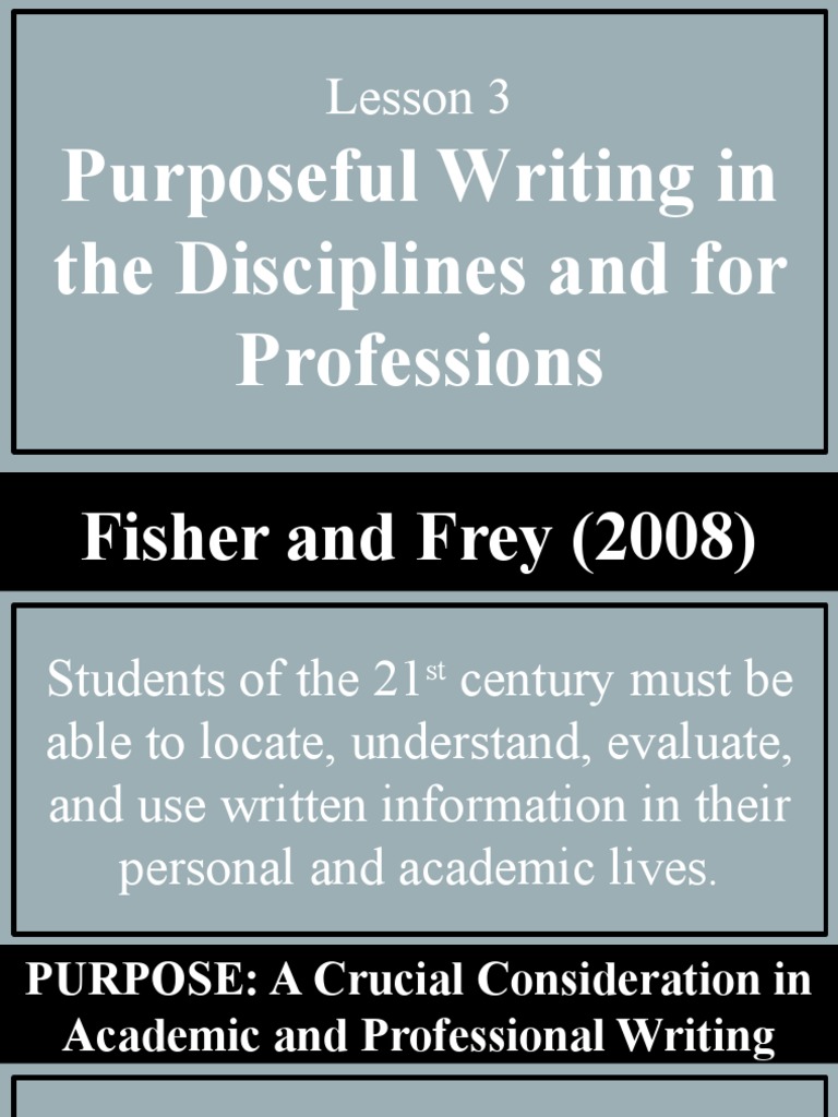 Lesson 3: Purposeful Writing in The Disciplines and For Professions ...