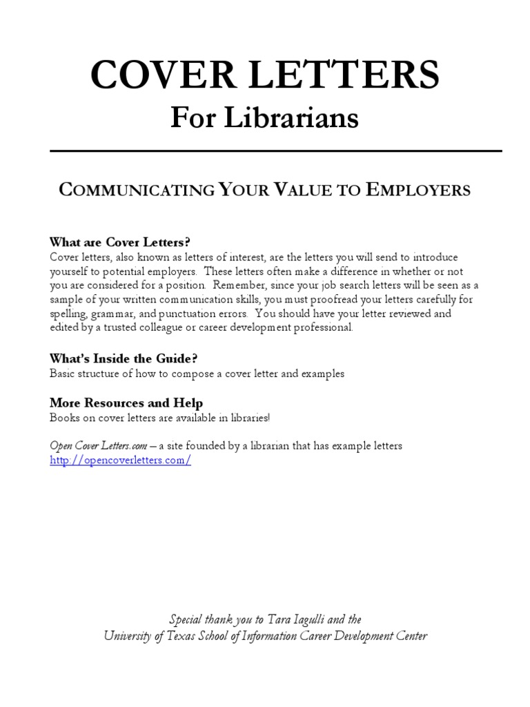 TLA Cover Letter Guide 2015 | PDF | Librarian | Information Literacy