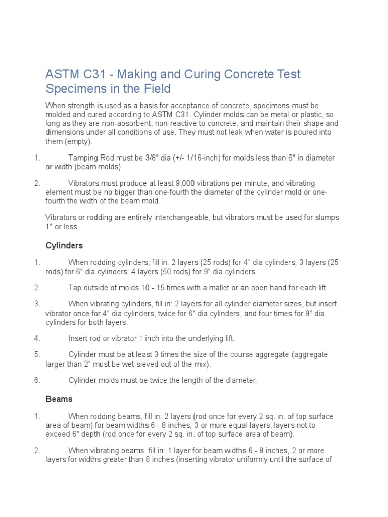 Astm C31 | PDF | Concrete | Water