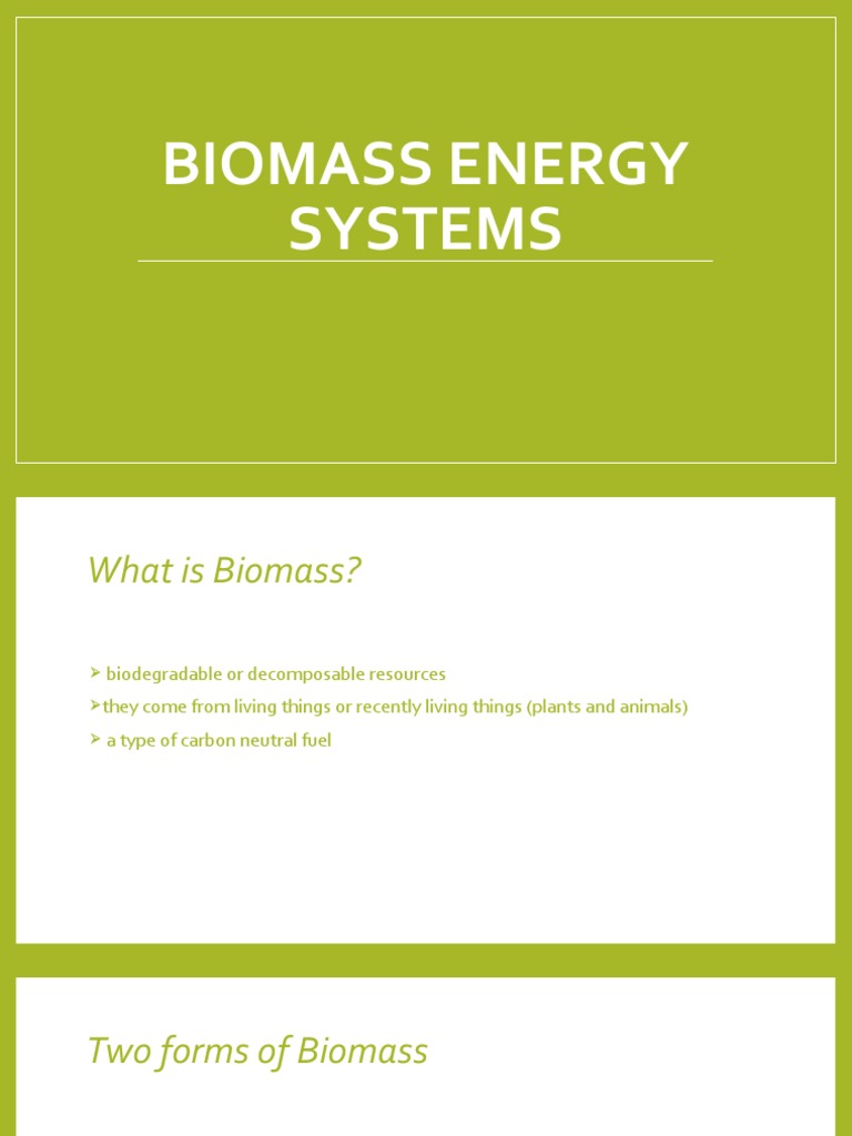 An Overview of Biomass Energy Systems: Conversion Processes and ...