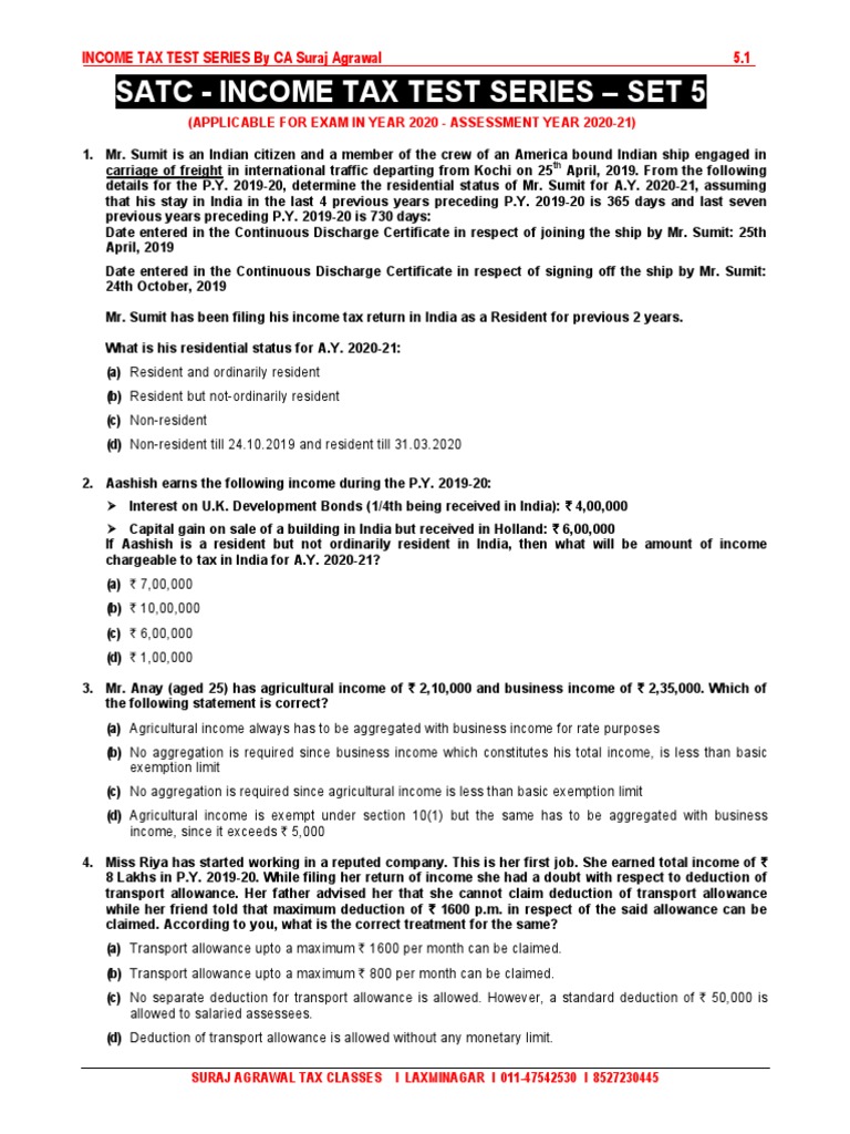 Income Tax Test Series Overview | PDF | Payments | Tax Deduction