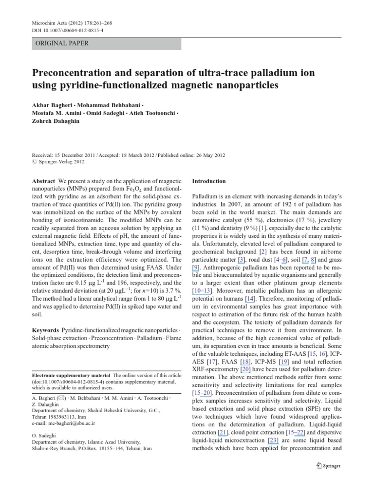 Preconcentration And Separation Of Ultra Pdf Pdf Detection Limit