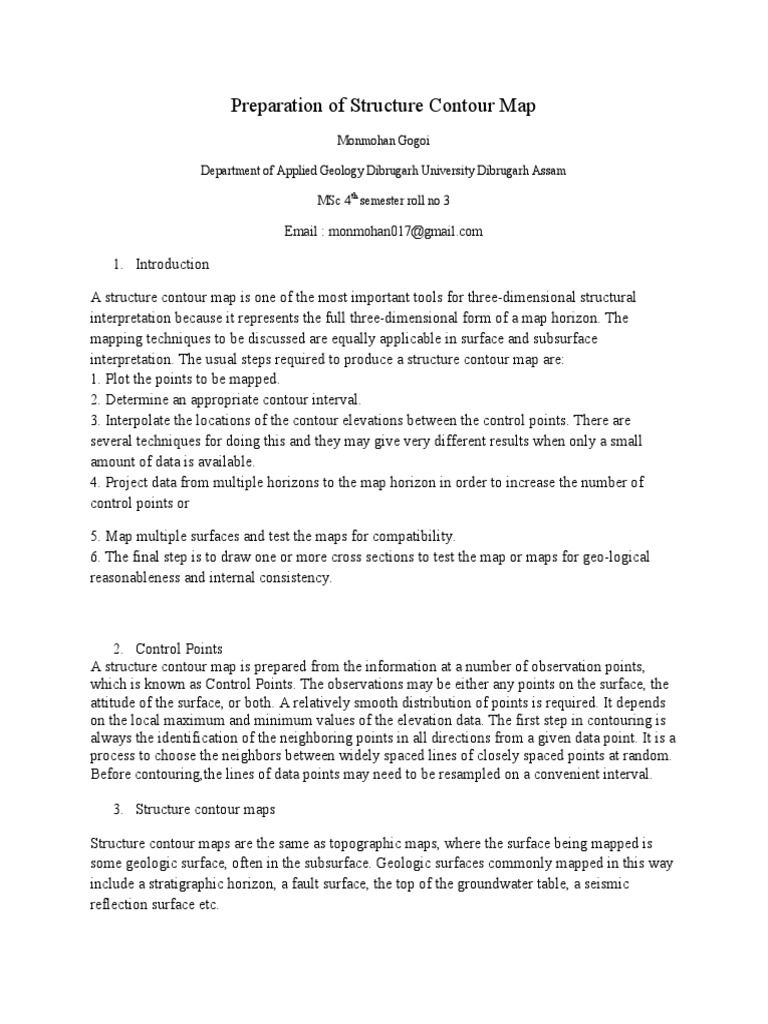 Preparation of Structure Contour Map | PDF | Contour Line | Map
