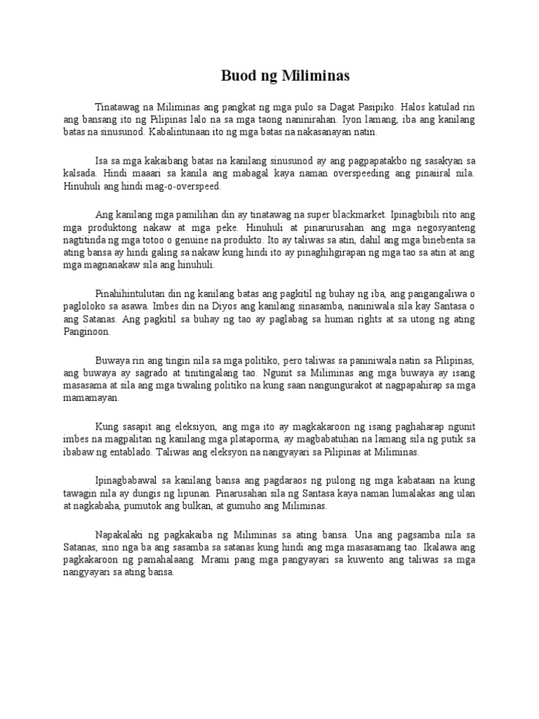 Buod NG Miliminas | PDF