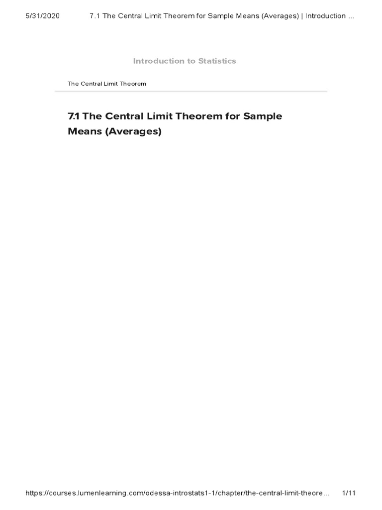 Central Limit Theorem Explained | PDF | Mean | Standard Deviation